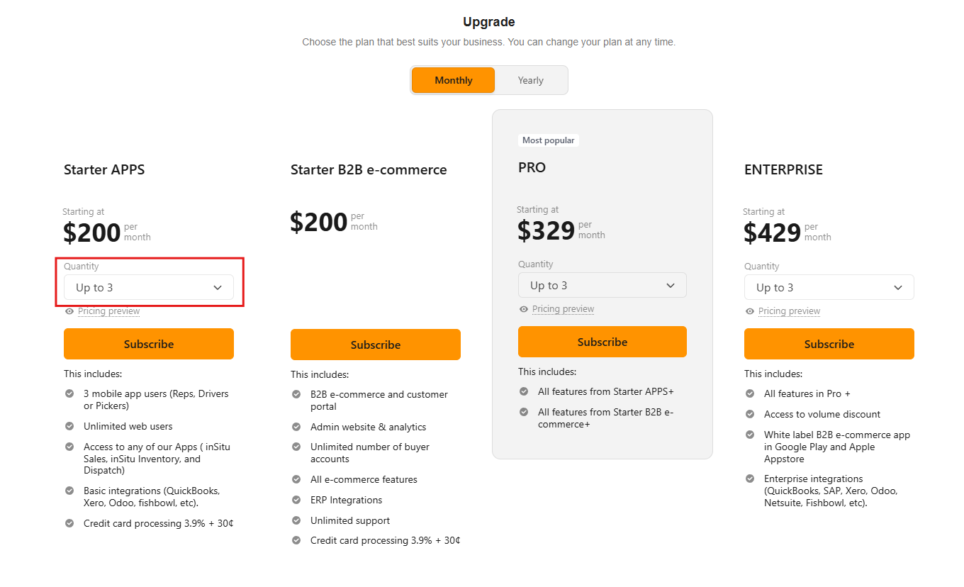 How to add a new subscription after trial expires. (web app) – inSitu Sales